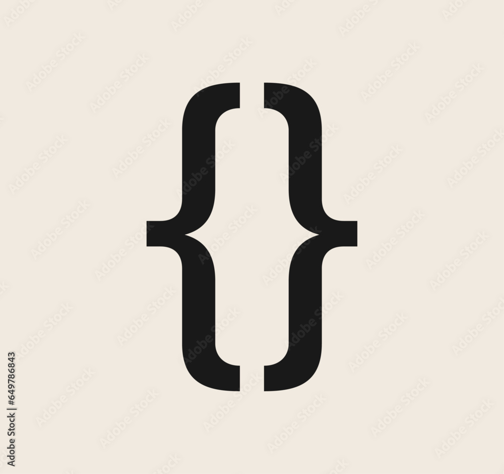 Curly braces symbol and dobule braces, symmetric sign for text quote ...