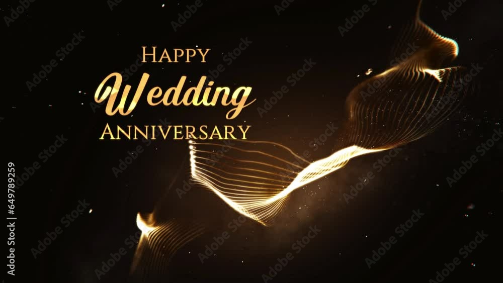 luxury Golden Shiny Happy Wedding Anniversary Lettering On Turbulence ...