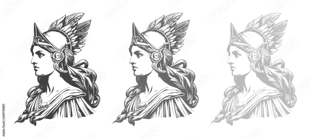 Greek Goddess Athena Vector Illustration. Roman Goddess Minerva vector ...