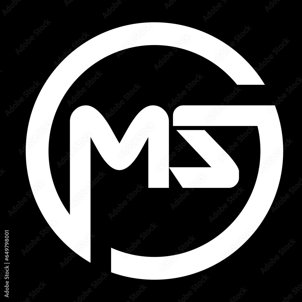 MS letter logo design on black background Initial Monogram Letter MS ...