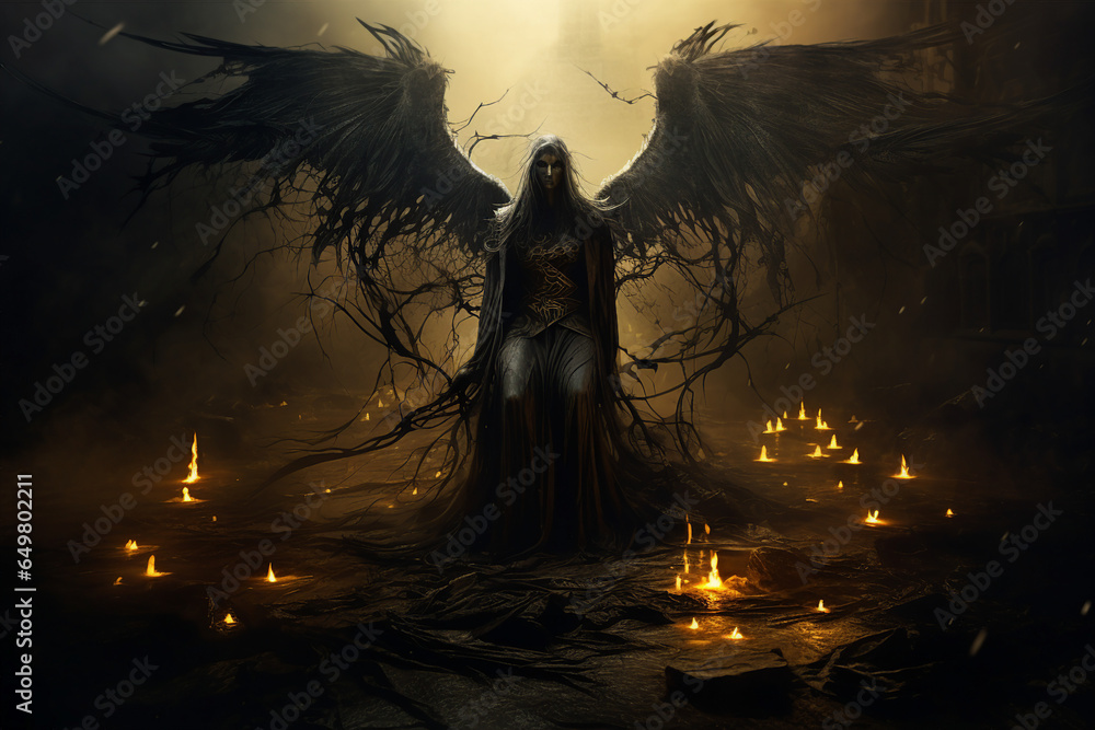 Genrative ai collage picture of evil satanic inferno with dark wings ...