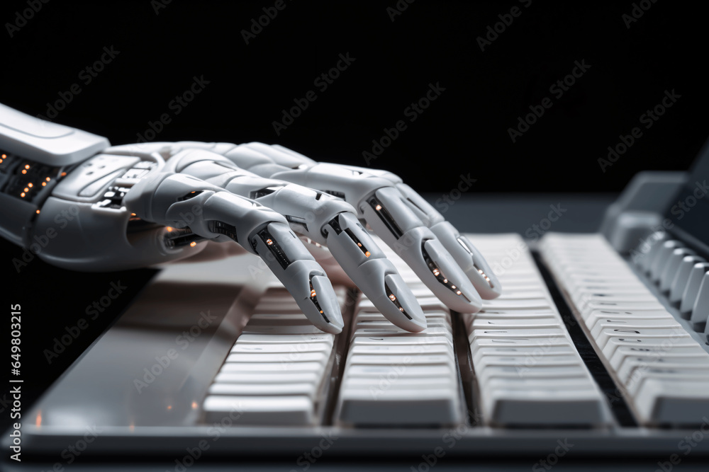 Robotic hands,precise and mechanical,glide effortlessly across pristine ...