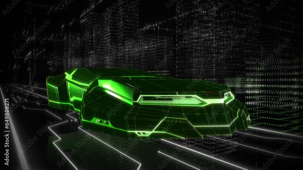 Futuristic sci-fi digital cyber reality filled with white data shapes ...
