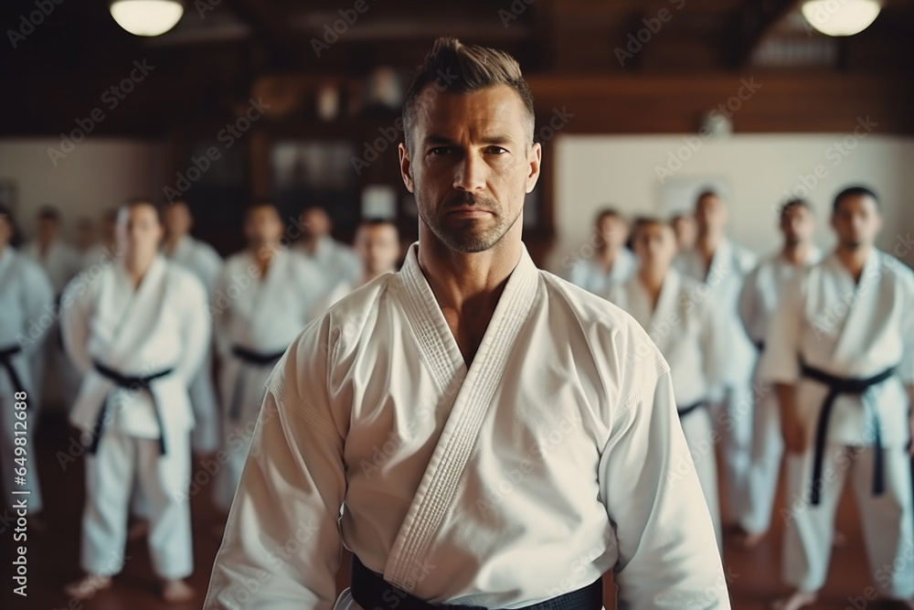 sensei teacher master man wearing white kimono and black belt and the ...