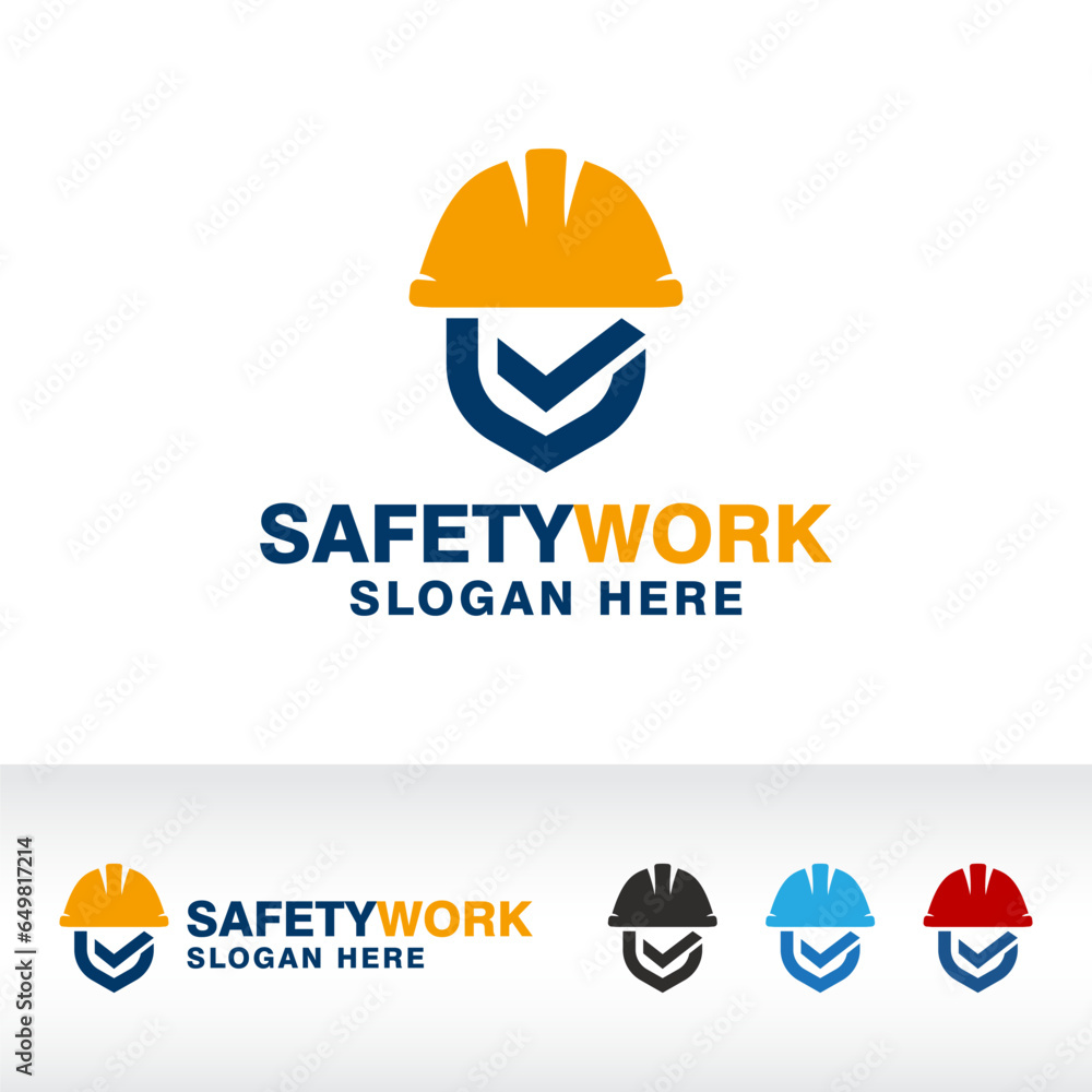 Vetor de safety work logo design vector template do Stock | Adobe Stock