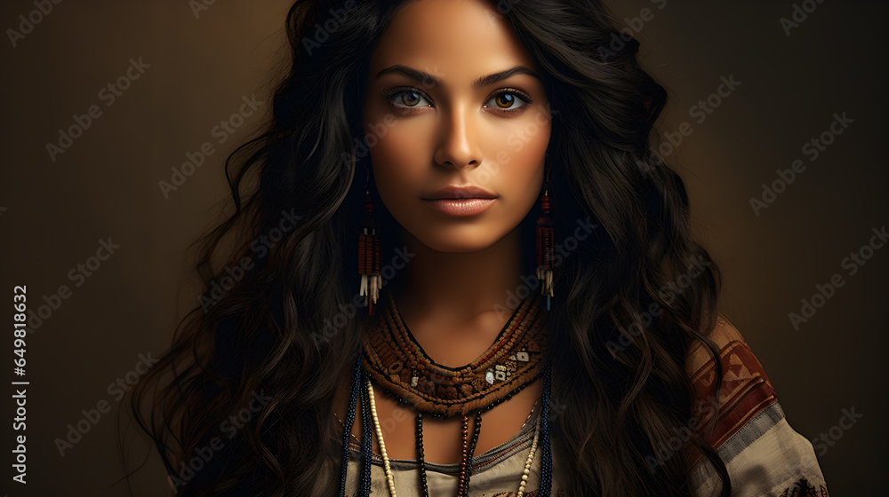 mujer latina de rostro moreno con grandes ojos negros y cabello largo ...