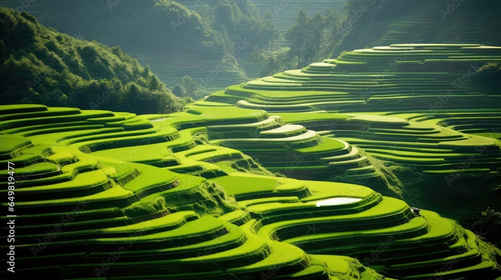 background japanese rice paddies illustration food grain, asian plant ...