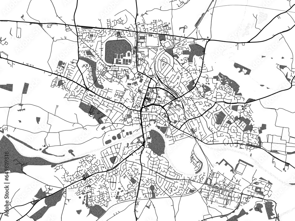 Greyscale vector city map of Hereford in the United Kingdom with with ...