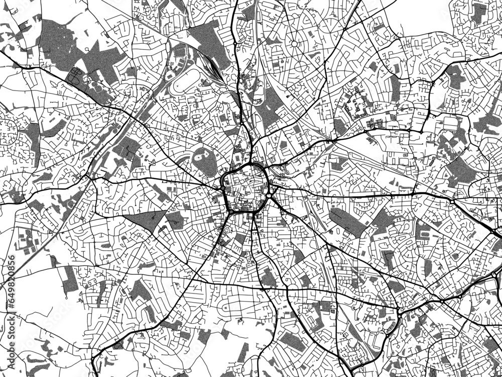Greyscale vector city map of Wolverhampton in the United Kingdom with ...