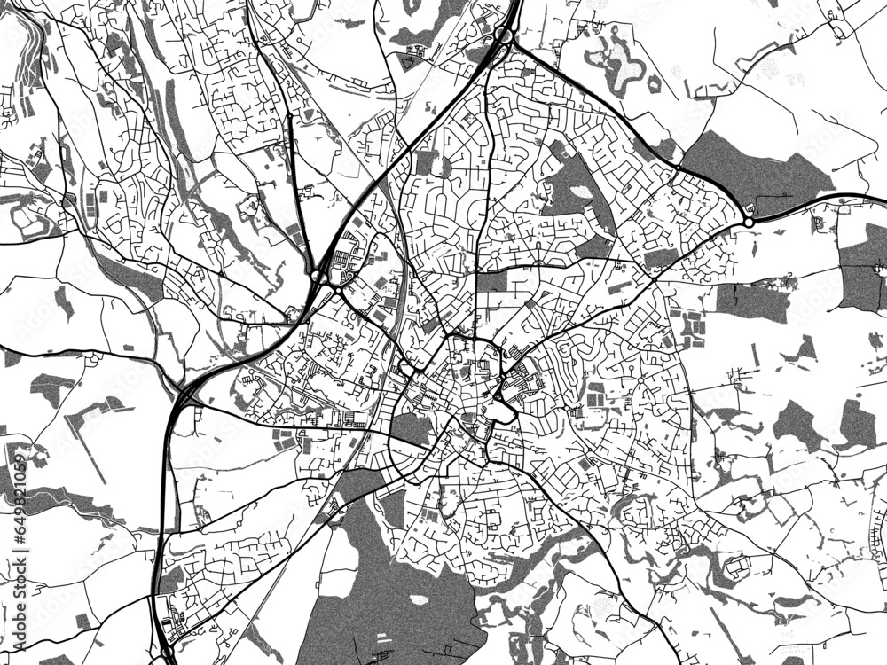 Greyscale vector city map of Wrexham in the United Kingdom with with ...