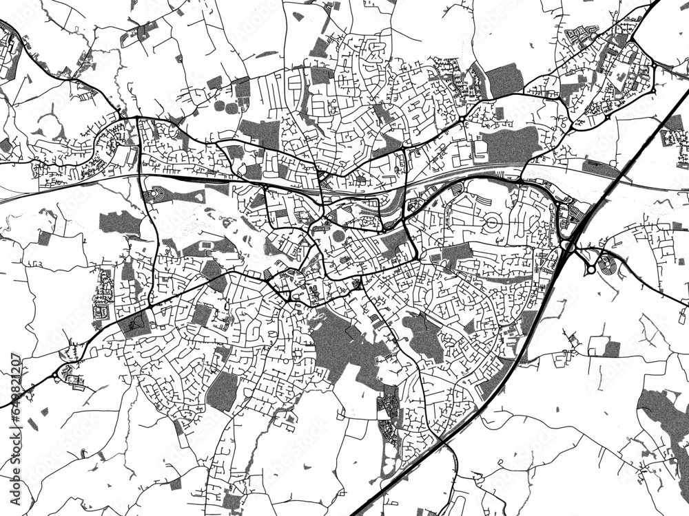 Greyscale vector city map of Taunton in the United Kingdom with with ...