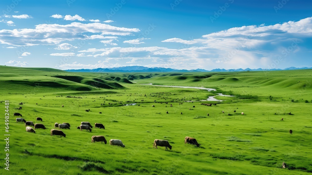 kazakhstan steppes central asia illustration landscape steppe, kyrgyzstan travel, blue astana ...