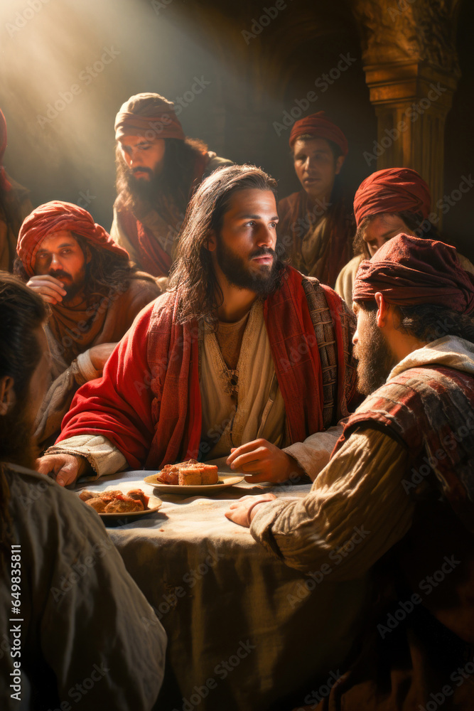 Photo & Art Print Jesus Christ gathered in the upper room at the table ...