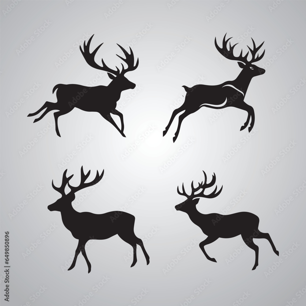 Cartoon deer vector illustration with antlers isolated on white ...