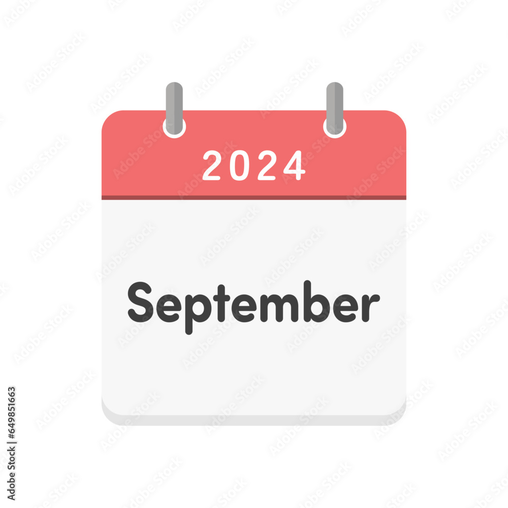 Simple calendar icon with the letters 2024 and September - English ...