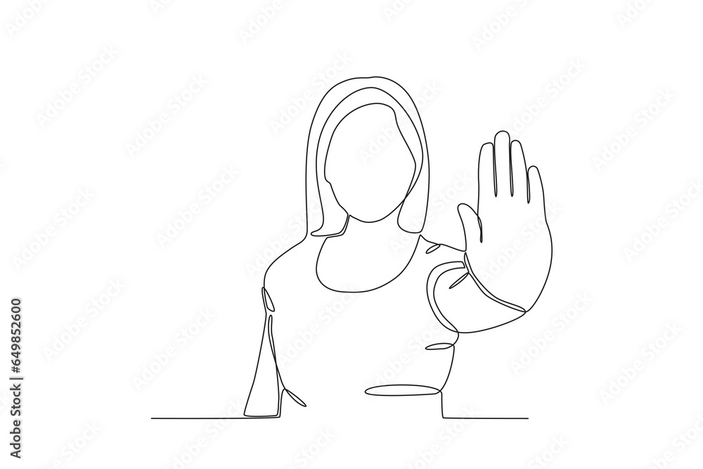 A woman makes a sign against violence. International day for the ...