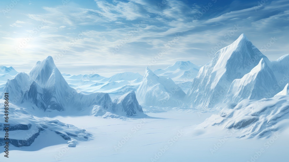 winter arctic mountain ranges illustration landscape cold, water ...