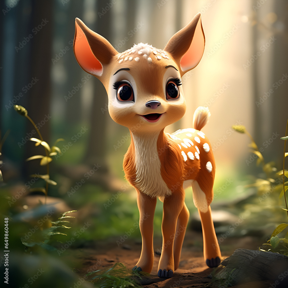 Tier Rehkitz Bambi braun Wald hübsch Cartoons Animal fawn Bambi brown ...