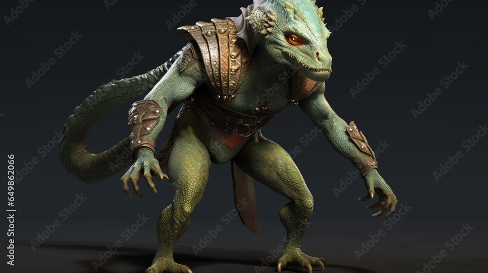 lizard man character gaming design metin like 4k UH Generative Ai Stock Illustration | Adobe Stock