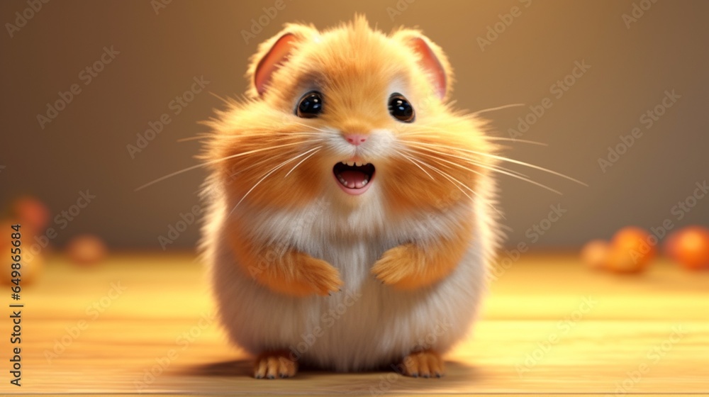super cute hamster shiny fluffy empty background in generative ai Stock ...