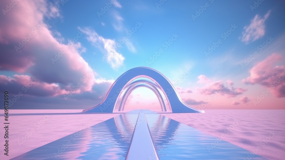 3d render Abstract aesthetic background. Surreal fantasy landscape ...