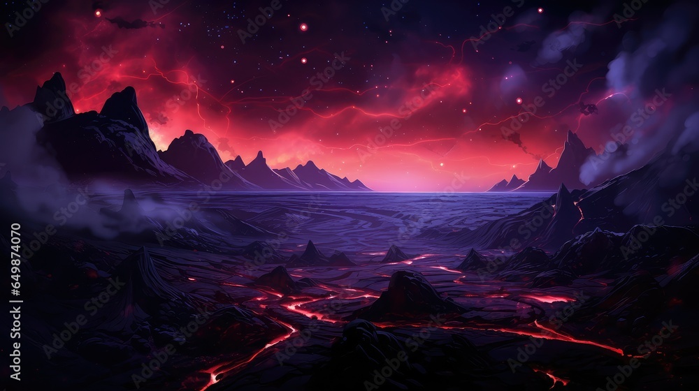 red volcano lava flow illustration geology eruption, crater erupting ...