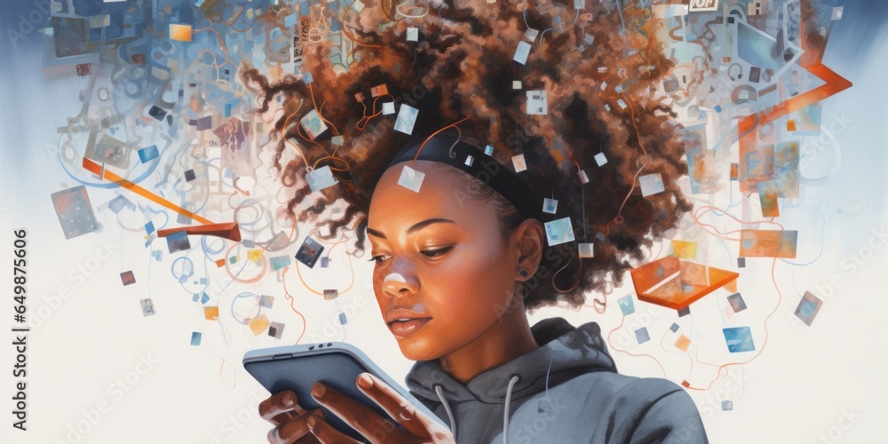 A Person with Technology and Social Media Icons Encompassing Their ...