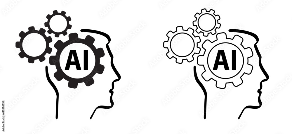 Artificial intelligence AI pictogram. Technology related to artificial ...