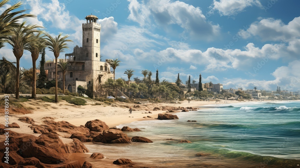 sky israeli mediterranean coast illustration technology city, cloud ...