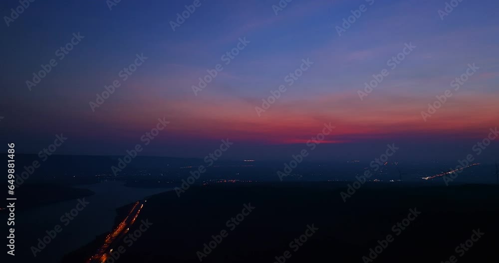 aerial top view the expressway along the route along the dam..beautiful ...