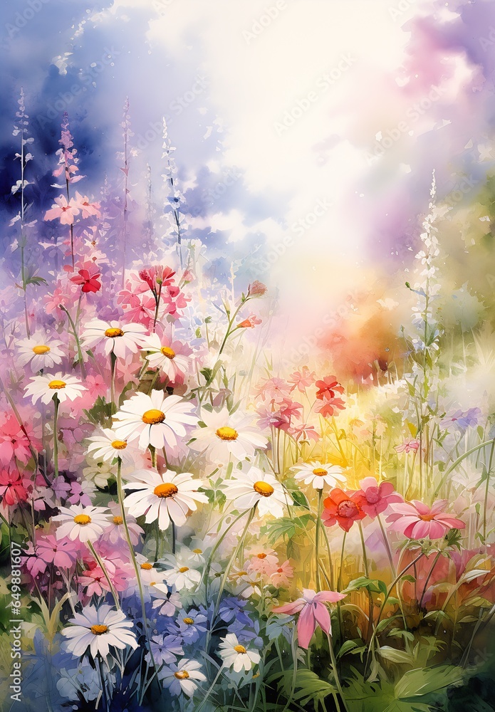 field flowers sun shining background dreamy hazy liminal underground ...