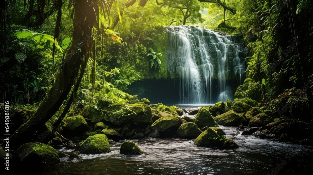 jungle fijian rainforest lush illustration landscape tropical ...