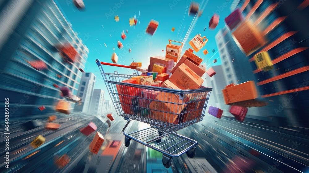 a turbocharged shopping cart speeding down a virtual online grocery ...