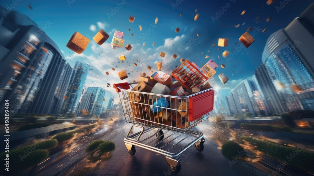a turbocharged shopping cart speeding down a virtual online grocery ...