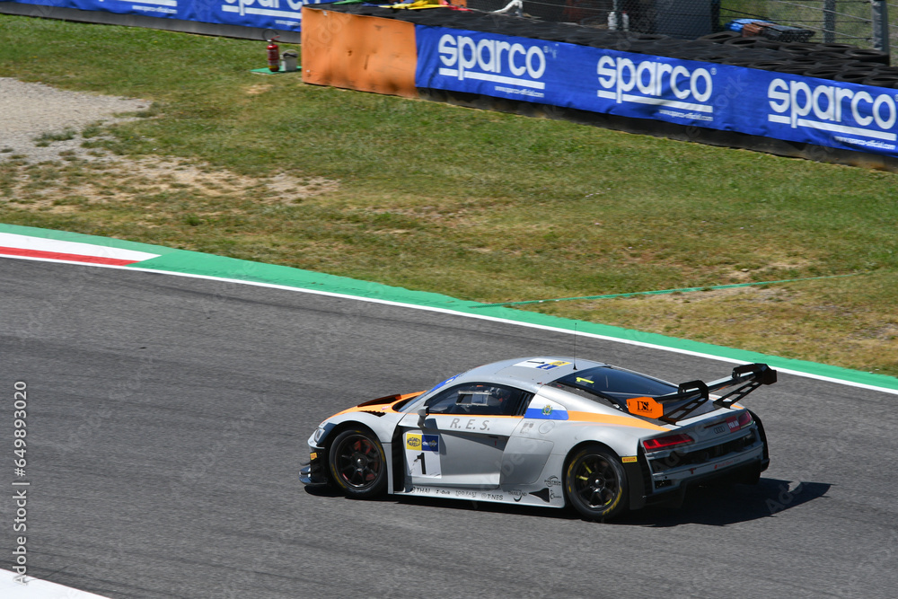 Scarperia, 7 July 2023: Audi R8 LMS GT3 of Team AUDI Sport Italia drive ...