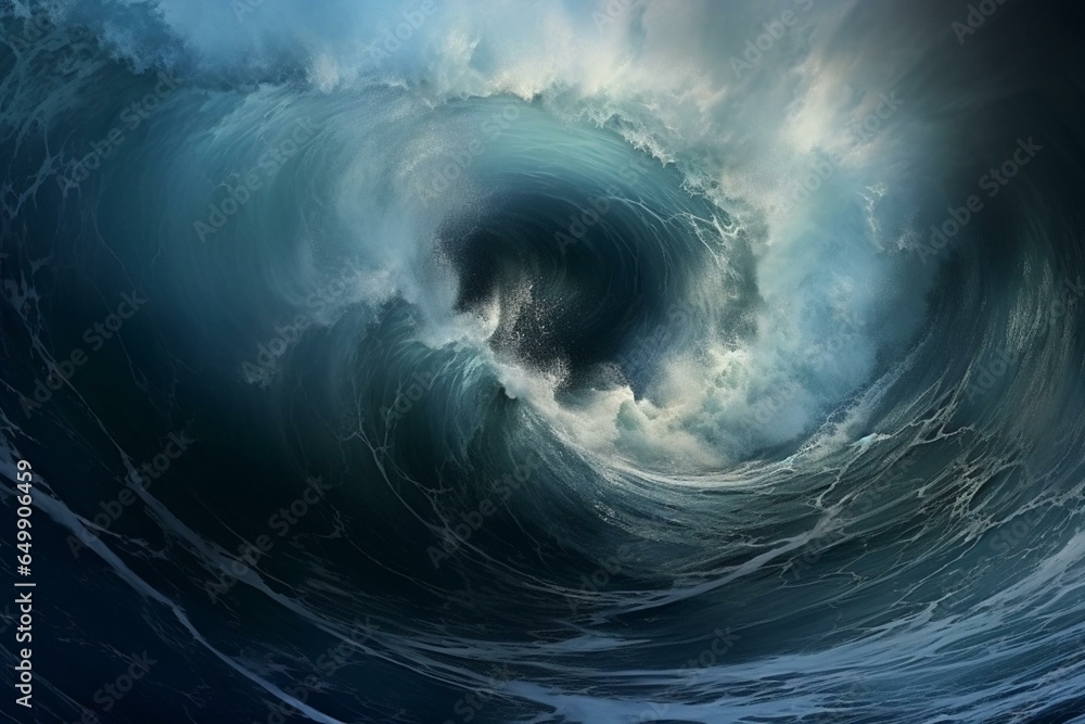 Strong hurricane with intense winds and massive waves as seen from its ...