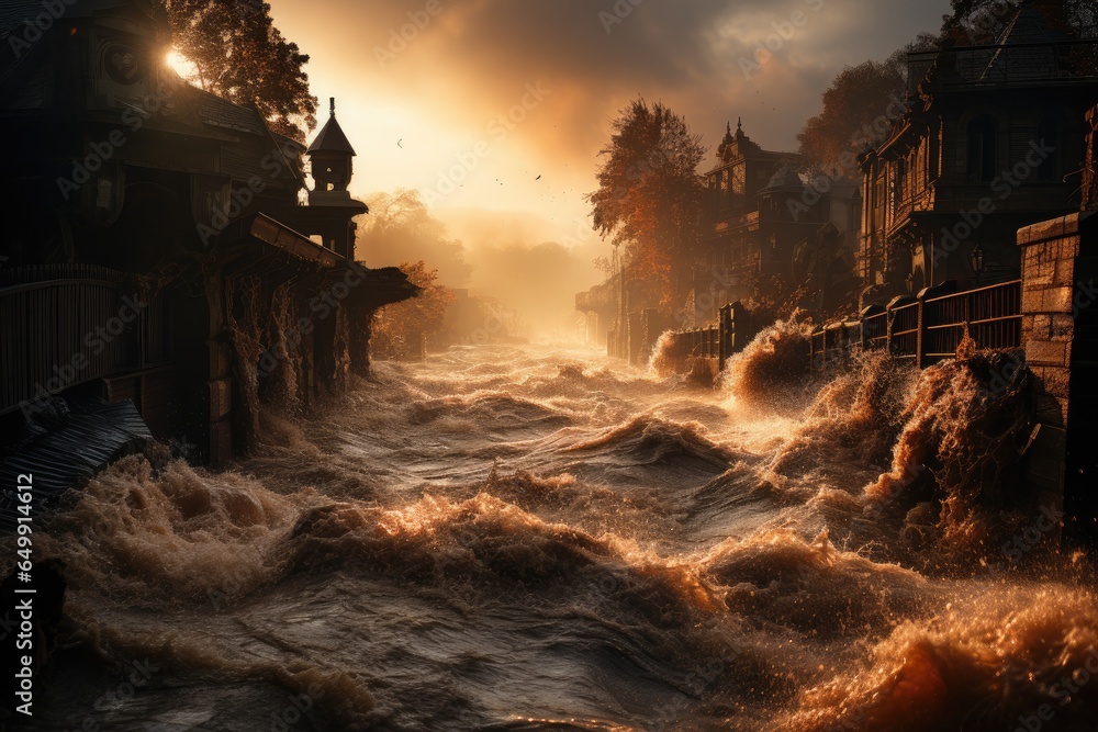 Foto de Harrowing scenes of large river floods and devastating floods ...