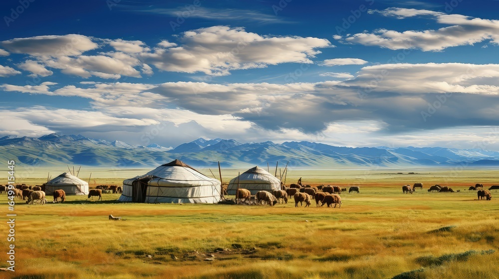 tent mongolian yurts traditional illustration travel tourism, culture ...