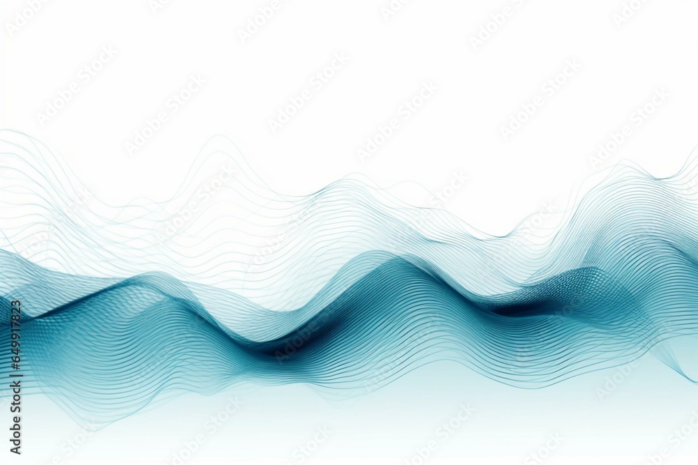 blue undulating wave on plain white background with defined outline ...