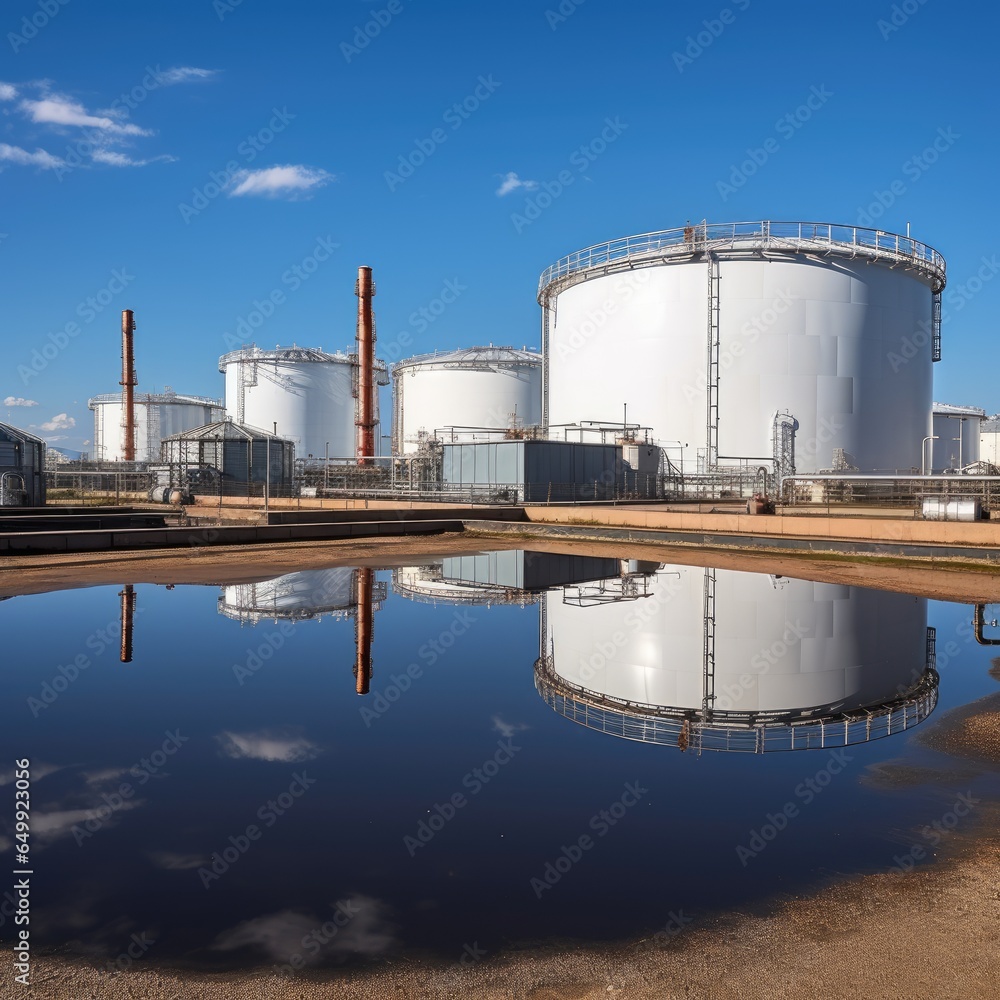 Tank farm with rows of oil storage tanks. Stock Photo | Adobe Stock