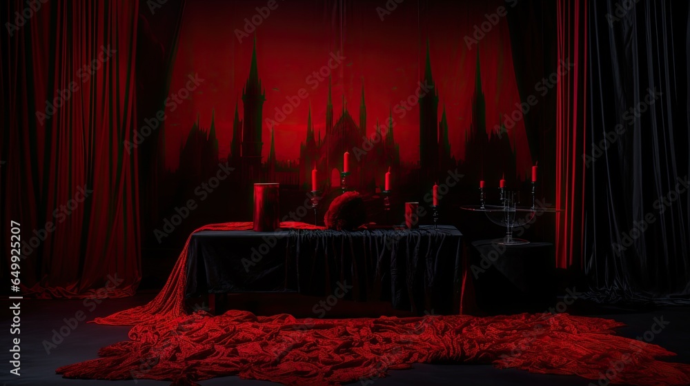 Sculpt a neo-gothic silk landscape, illuminated by the streaks of Noir ...