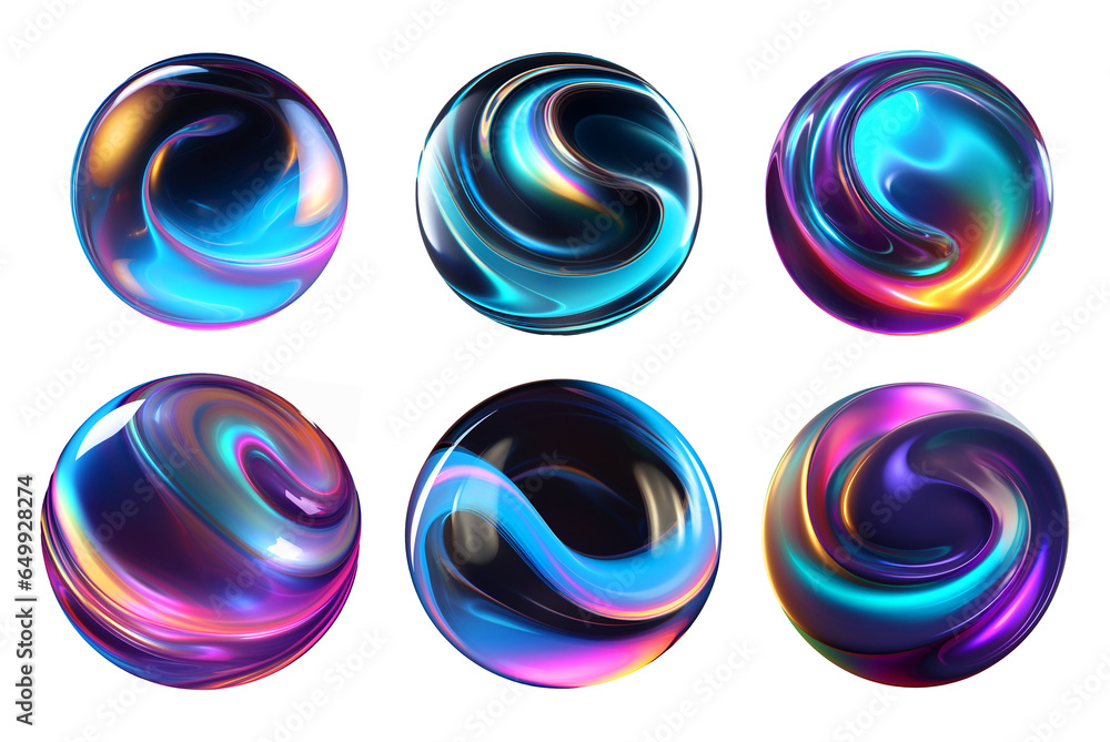 Colorful wavy liquid bubble shapes isolated. Colorful liquid paint ...