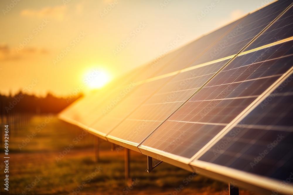solar panel charging with the energy of the sun in the countryside ...