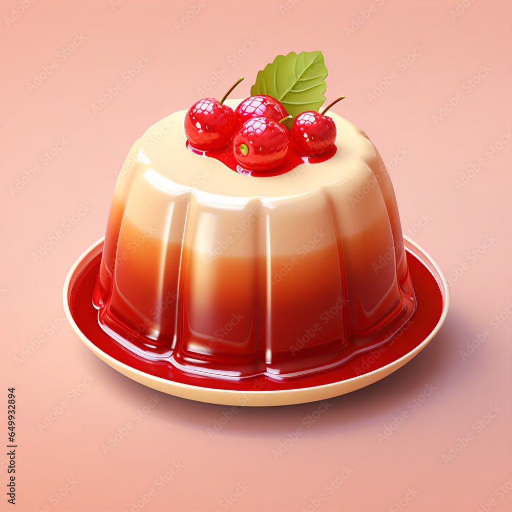 High-Resolution 3D Isometric Design of a Sweet Dessert Pudding with ...
