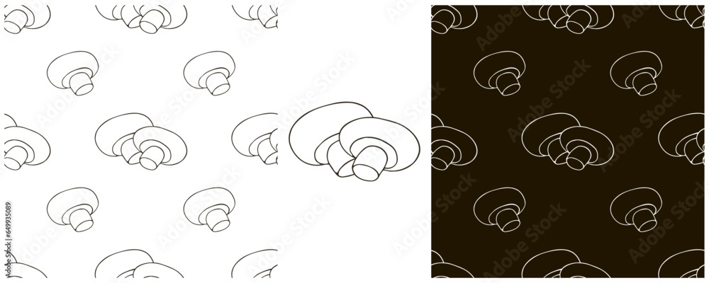 Monochrome Illustration in hand draw style. Set Seamless pattern and ...