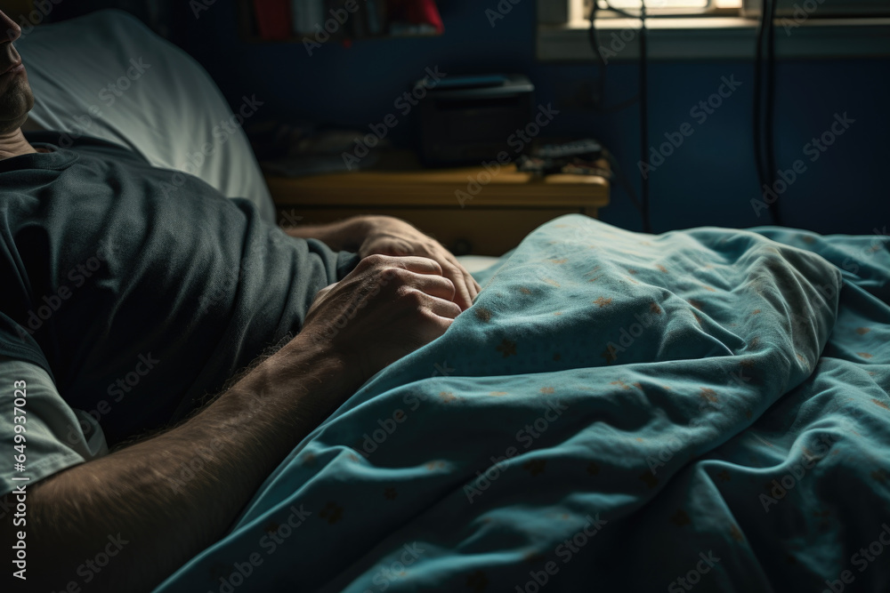 A close-up photograph focuses on a person's hand gripping the side of a ...