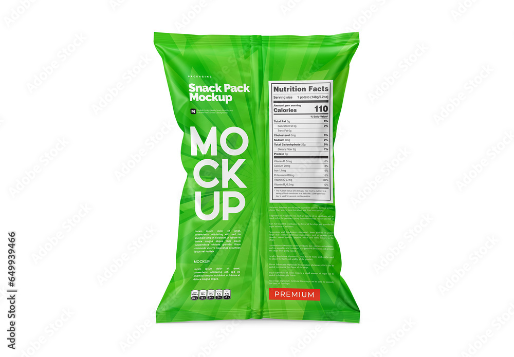 Large Snack Pack Mockup Back View Stock Template | Adobe Stock