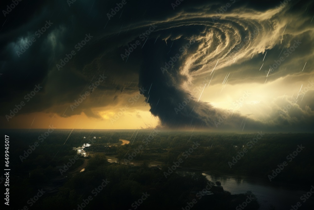 Devastating Destructive tornado vortex. Damage rain. Generate Ai Stock ...