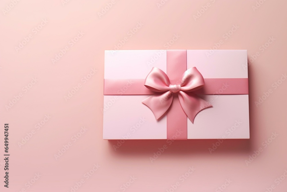 Simple pink gift card in envelope on pale pink background with shadow ...