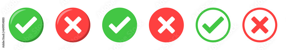 check mark icon button set. check box icon with right and wrong buttons ...